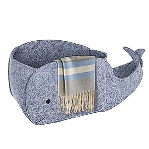 Aynaxcol Storage Basket Felt Storage Bin Whale Shaped Collapsible & Convenient Box Organizer with Carry Handles for Home Bedroom Closet Babies Nursery Toys