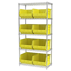 Akro-Mils 30270 AkroBins Plastic Hanging Stackable Storage Organizer Bin, 18-Inch x 16-Inch x 11-Inch, Yellow, 3-Pack