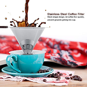 Topyond Stainless Steel Coffee Filter, Reusable Double Layer Brew Dripper, Collapsible and Portable Design with Cup Stand,for Camping and Travel