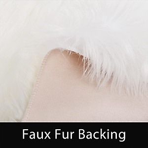 Latepis 6x8 Area Rug - White Fur, Fluffy, Faux Sheepskin, Washable, Luxury Home Decor