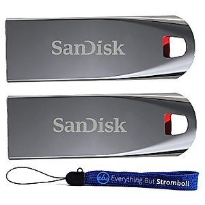 SanDisk 64GB (Two Pack Bundle) Cruzer Force Flash Drive USB 2.0 64G SDCZ71-064G-B35 with Everything But Stromboli (TM) Lanyard