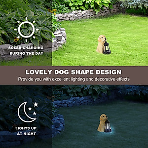 Solar Lights Outdoor Outside Solar Lights Solar Dog Lantern Simulation Resin Cartoon Animal Figurine with LED Light Outdoor Lighting Decor for Patio House Ornaments Home Decor