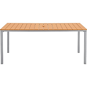Global Industrial 70" Rectangular Resin Outdoor Dining Table, Tan