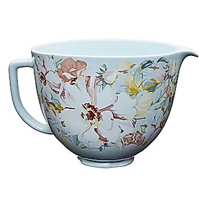 KitchenAid 5 Quart Ceramic Bowl for all KitchenAid 4.5-5 Quart Tilt-Head Stand Mixers KSM2CB5PWG, White Gardenia