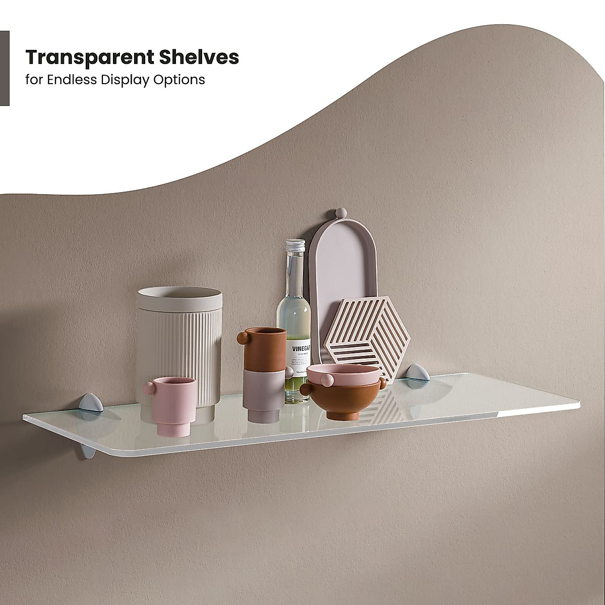 Fab Glass and Mirror Custom Acrylic Glass Shelves for Wall - 1/2"-1/4" and 1/8".Thick Glass Floating Shelves for Collectables, Photo, Toys and Home Décor