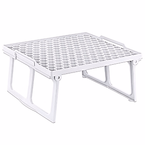 EDNA HOME Cabinet Shelf Organizer, Elegant Stacking Cabinet Rack, 11in x 11.8in, Sturdy Plastic Pantry and Counter Shelf for Kitchen, Closet, Bathroom, Bedroom, Office, Made in Europe, 1-Pack,Large