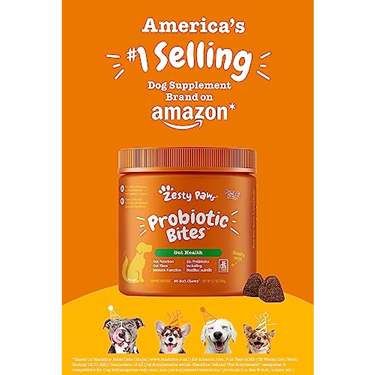 Zesty Paws Probiotics for Dogs - Digestive Enzymes for Gut Flora, Digestive Health, Diarrhea & Bowel Support - Clinically Studied DE111 - Dog Supplement Soft Chew for Pet Immune System - Pumpkin