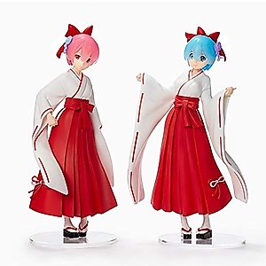 Sega Re: Zero Starting Life in Another World Rem and Ram Super Premium Figure Set Shrine Maiden Miko-san
