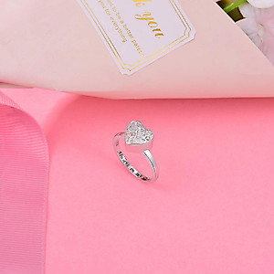 925 Sterling Silver Heart Tree of Life Flower Cremation Urn Ring for Ashes for Women Hold Loved Ones Finger Ring Memorial Keepsake Jewelry (10)
