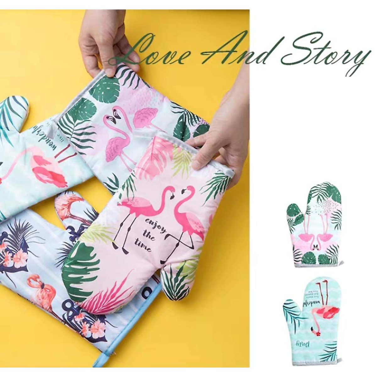 Sohapy Oven Mitt & Potholders Set Kitchen Heat Resistant and Machine Washable for Cooking Baking Grilling and BBQ Decorative (Pink)