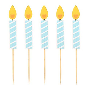 Gadpiparty Vintage Decor Candle Shape Wooden Paper Dessert Picks Wedding Birthday Holiday Cake Decorations Baby Decor