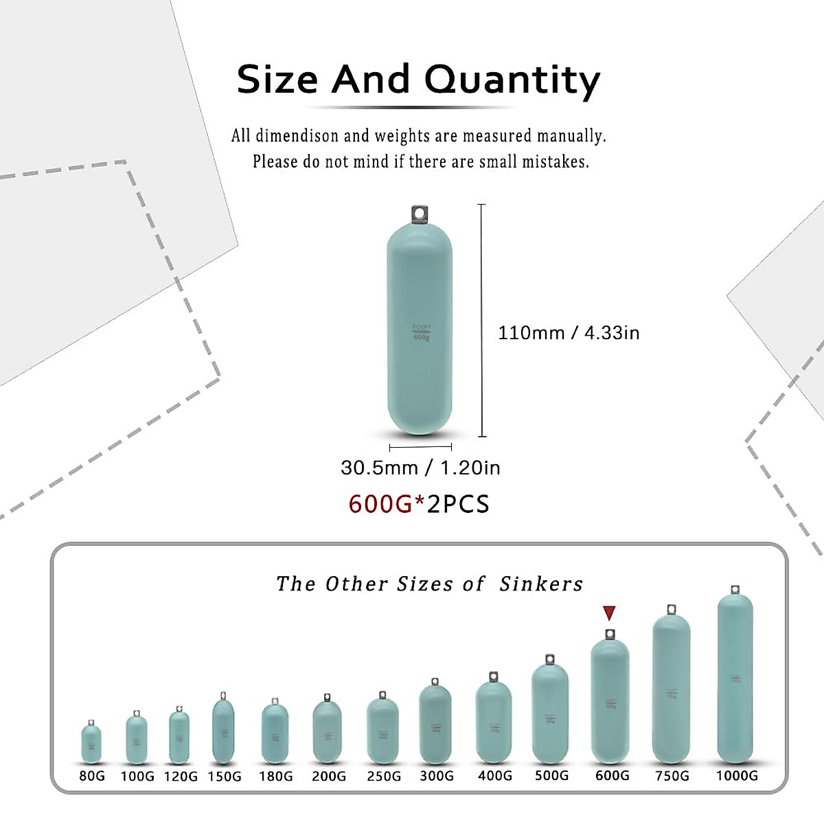 ECOFT Lead Free Fishing Sinkers and Weights Coated Raindrop Weights Bank Sinkers Deep Drop Weights 80g-1000g Assorted Sizes in Bag Fishing Weights Drop Shot for Bottom Fishing Saltwater Freshwater