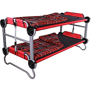 Disc-O-Bed Children's Duvalay Luxury Duvet & Topper Memory Foam Sleeping Pad w/Washable Cover, Camping Accessory for Kid-O-Bunk Cot, Lumberjack Plaid