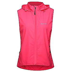 Outto Women's Cycling Jacket Convertible UPF50+ Windproof with Zip Off Sleeves(Medium,Pink)