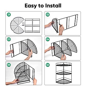 MASALUO 3-Tier Spice Rack for Countertops, Kitchen Countertop Corner Storage Organizer Seasoning Storage Shelf, Black