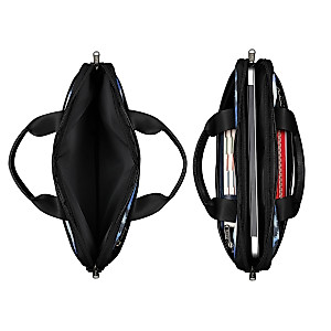 Blue Leopard Print Lightweight Laptop Bag Case 13-15 Inch Computer Briefcase Bag for Women Men Notebook Shoulder Bag