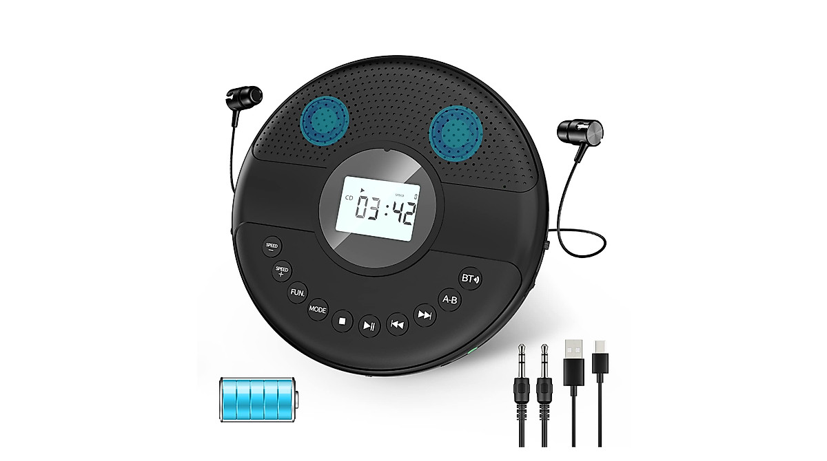Fohil Portable CD Player - Bluetooth with Dual Speakers