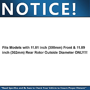 Detroit Axle - Brake Kit for 2013-2019 Ford Fusion 2013-2016 Lincoln MKZ 2014 2015 2016 Disc Brake Rotors and Ceramic Brake Pads Replacement : 11.81" inch Front and 11.89" inch Rear Rotor
