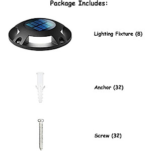 Home Zone Security Deck & Stair Solar Light Weatherproof No Wiring Black 8 Set