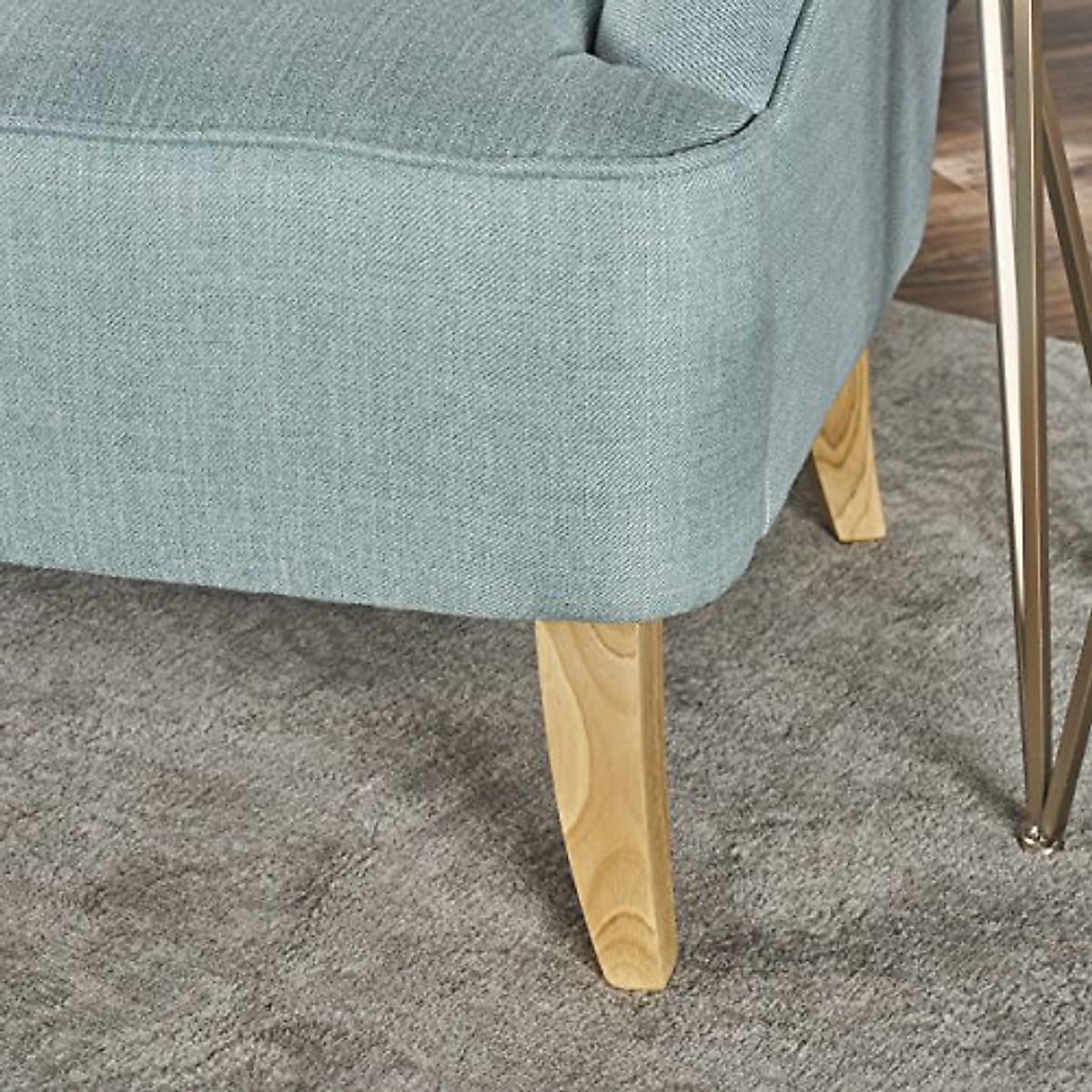 Christopher Knight Home Justus Mid-Century Modern Fabric Loveseat, Light Blue / Natural