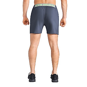 BROKIG Men's Lightweight Gym Shorts,Bodybuilding Quick Dry Running Athletic Workout Shorts for Men with Pockets(Dark Grey, Large)