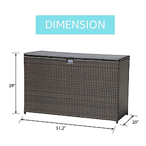Patiorama Outdoor Wicker Storage Box Patio Aluminum Frame Espresso Brown Wicker Cushion Storage Bin Deck Box, 120 Gallon