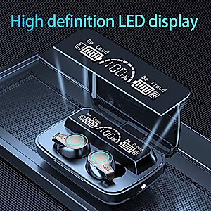 MOHALIKO M18 TWS 3500mAh Wireless Earbuds, Bluetooth 5.1 Headphones IPX7 Waterproof, in-Ear Wireless Bluetooth Headset Noise Reduction Stereo Sport Earbud for Work Black OCUhome