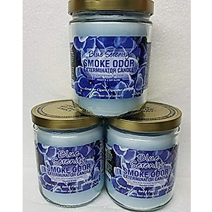 Smoke Odor Exterminator 13oz Jar Candles (Blue Serenity, 3)