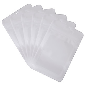 Auhafaly 200 Pieces Mylar Zip Lock Bags Aluminum Foil Bags, Flat Metallic Mylar Foil Flat ZipLock Food Storage Bags Pouch 7.5 x 12 cm/ 3 x 4.7 Inch (White)