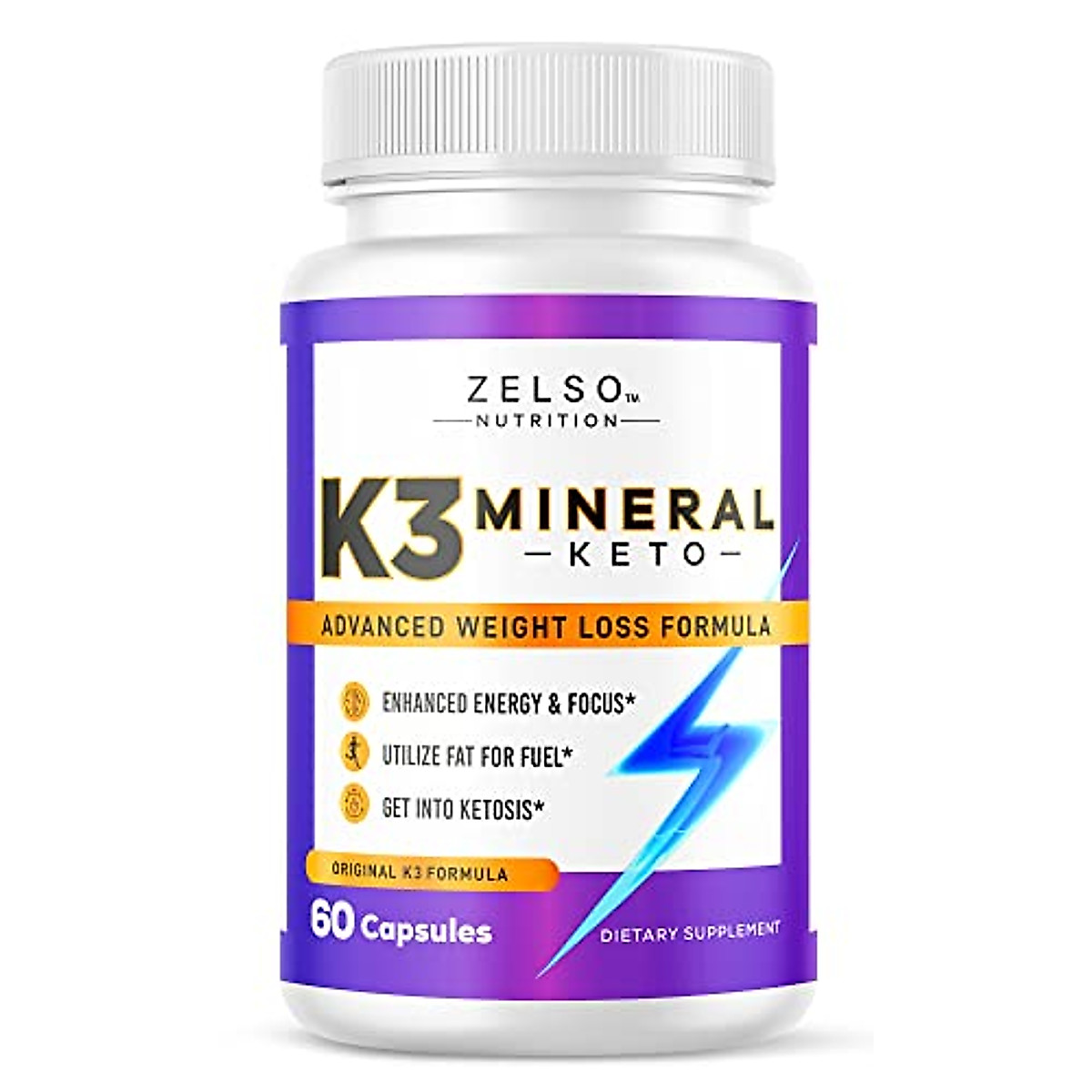 ZELSO K3 Mineral Keto Pills Nutrition, Advanced K3 Pill Formula for Men and Women - Emily, 30 Day Supply (60 Capsules)