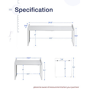 Nxconsu Expandable Cabinet Shelf Organizer Riser for Kitchen Pantry Cupboard Under Sink Countertop Home Storage Organization Rack Space Saver Freestanding Heavy Duty Nonslip Stackable White