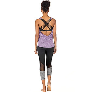 icyzone Yoga Tops Workouts Clothes Activewear Built in Bra Tank Tops for Women (S, Lavender)