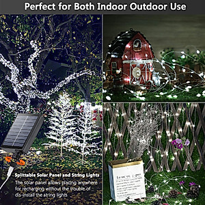 BrizLabs Solar Fairy Lights, 200 LED 66ft Super Bright Solar String Lights, Cool White & Warm White 2 Colors in One Solar Powered String Lights Waterproof, Outdoor Twinkle lights for Garden Yard Party