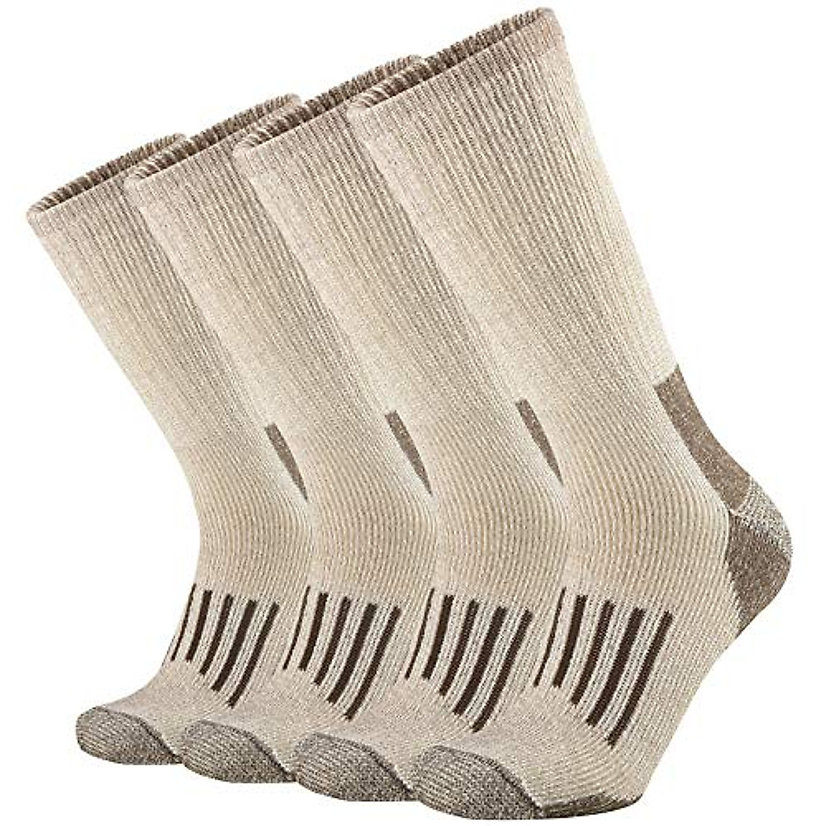 ONKE Merino Wool Cushion Crew Socks for Men Outdoor Hiking All Seasons Work Boot Heavy Thick Thermal Moisture Wicking Control(Brown L)