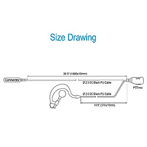 Single Wire Earhook Earpiece with Reinforced Cable for Motorola Radios BRP40 CP200 CP200D CP185 CLS1410 CLS1110 DTR650 RDU2020 RDU4100 RDU4160D RDU2080D RMU2040 RMU2080D CLS RMM RMU, G Shape Headset
