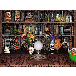 Mad Scientist Laboratory Backdrop for Kids Halloween Magic School Background Spooktakular Creepy Skull Poison Apothecary Witch Kitchen Hallowmas Baby Shower Party Decorations Banner (7X5FT(82x59inch))