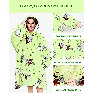 Blanket Hoodie Women Oversized,Soft & Warm Weighted Fluffy Sherpa Fleece Wearable Adult Blanket Hooded Gift with Sleeves