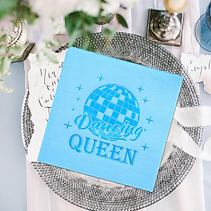 Affrolling 100 Pcs Dancing Queen Party Napkins Disco Party Cocktail Napkins 70s Party Decorations 2 Ply Disposable Paper Napkins for Bachelorette Party, Birthday Party, 80s 90s Party, Bridal Shower