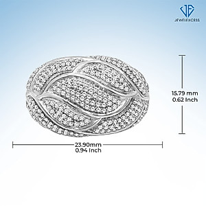 JEWELEXCESS White Diamond 1 Carat Ring with Sterling Silver for Women & Girls | Dome Shape Promise Ring with Round Cut Diamonds