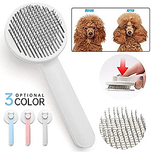 cat brush for grooming shedding dog brush cat hair brush cat comb for indoor cat slicker brush for dogs pet brush puppy small dog self cleaningpet brush dog brush for shedding (Blue)