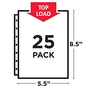 Avery Heavyweight Diamond Clear Sheet Protectors for Mini Binders, 8.5" x 5.5", Acid-Free, 25ct (77004)