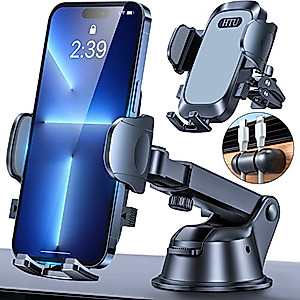 HTU Phone Mount for Car [2023 Upgraded Military-Grade Super Suction] Universal Car Phone Holder Mount for Car Dashboard Windshield Vent Car Mount for iPhone 14 Pro Max Plus Samsung All Phones & Cars