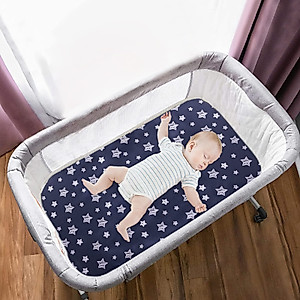 Bedside Sleeper Bassinet Sheets 2 Pack Compatible with Mika Micky & MiClassic & Milliard Bassinet, Fit Most Bedside Sleeper Bassinet Mattress, Grey&Navy