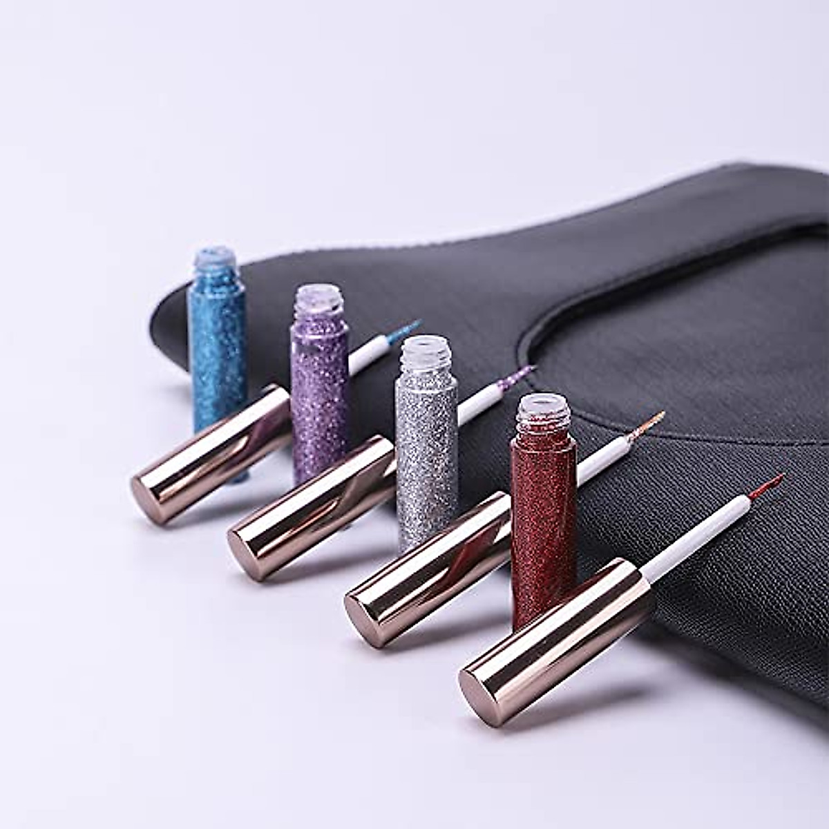 3 Colors Glitter Sparkle Sparkly Sparkling Eyeliner Liquid Makeup Set delineadores de colores, Liquid Glitter Eyeliner Colorful Set Star Gray, Sand Gold, Coffee Golden Shimmer 3Pcs/set(14,15,16#)