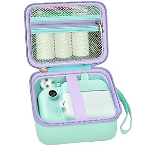 PAIYULE Kid Camera Case Compatible with Instant Camera for Kids Digital Video Cameras Storage Holder Bag for Girls Toddler Camera And Print Paper(Box Only) (Green)