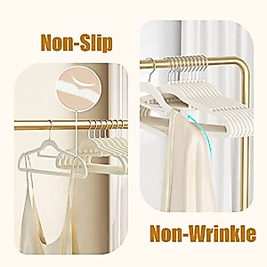 20 Pack Velvet Clothing Hangers,Non-Slip Beige Suit Hanger, 360 Degree Swivel Hook Strong and Durable Clothes Hangers for Coats,Suit, Shirt Dress, Pants & Dress Clothes