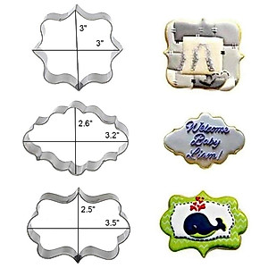 12Pcs/Set 3 Inch Number & Plaque Frame Cookie Cutters Set Large Numbers Stainless Steel Fondant Biscuit Cutter Tools for Kitchen Baking
