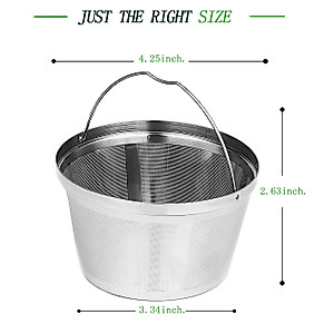 Stainless Steel Reusable Coffee Filters Basket 8-12 Cup Sturdy Permanent Coffee Filter fit for Mr. Coffee Black & Decker Coffee Makers