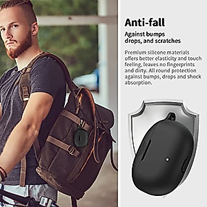 Woocon case for New Beats Studio Buds 2021, 5 in 1 Soft Silicone Accessories kit, Durable Shockproof Waterproof Protective Cover for Beats Studio Buds Earbuds with Keychain/Ring/Brush/Strap(Black)