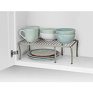 Spectrum Diversified Ashley Shelf Sturdy Steel Wire Storage Shelf & Cabinet Organizer, Expands to Fit Kitchen & Bathroom Cabinets, Rust-Resistant Finish, Satin Nickel